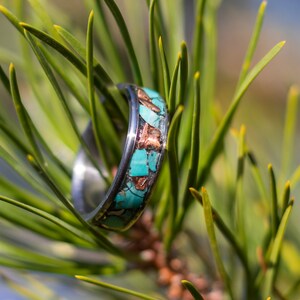 Turquoise and Copper Titanium Ring | Etsy
