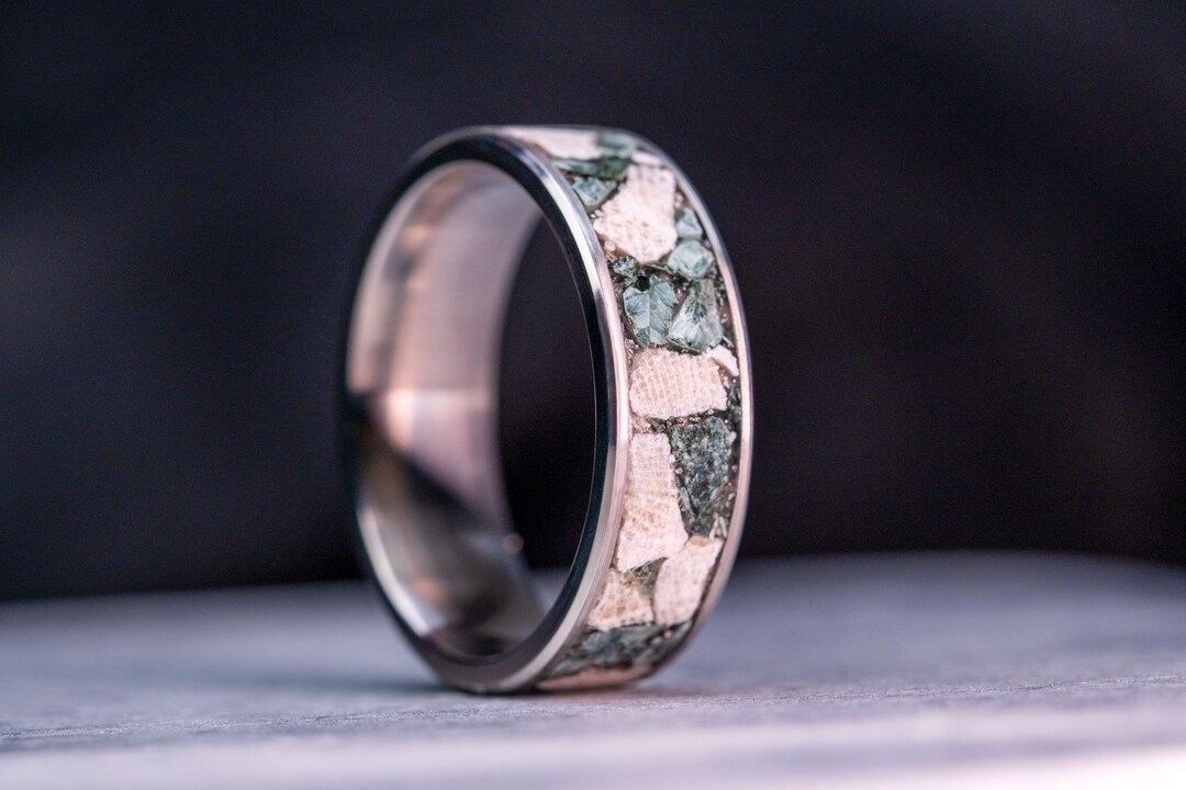 Isle Royale Ring - Titanium Band With Greenstone and Petoskey Stone - Etsy