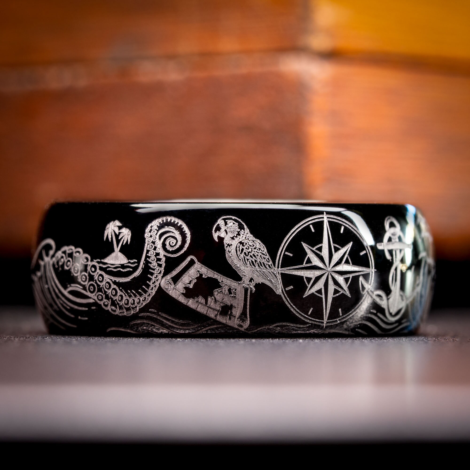 High-seas Adventure - Nautical Black Tungsten Band - Etsy