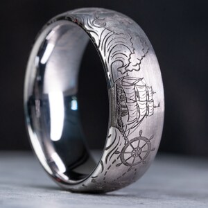 High-seas Adventure - Nautical Tungsten Band - Etsy