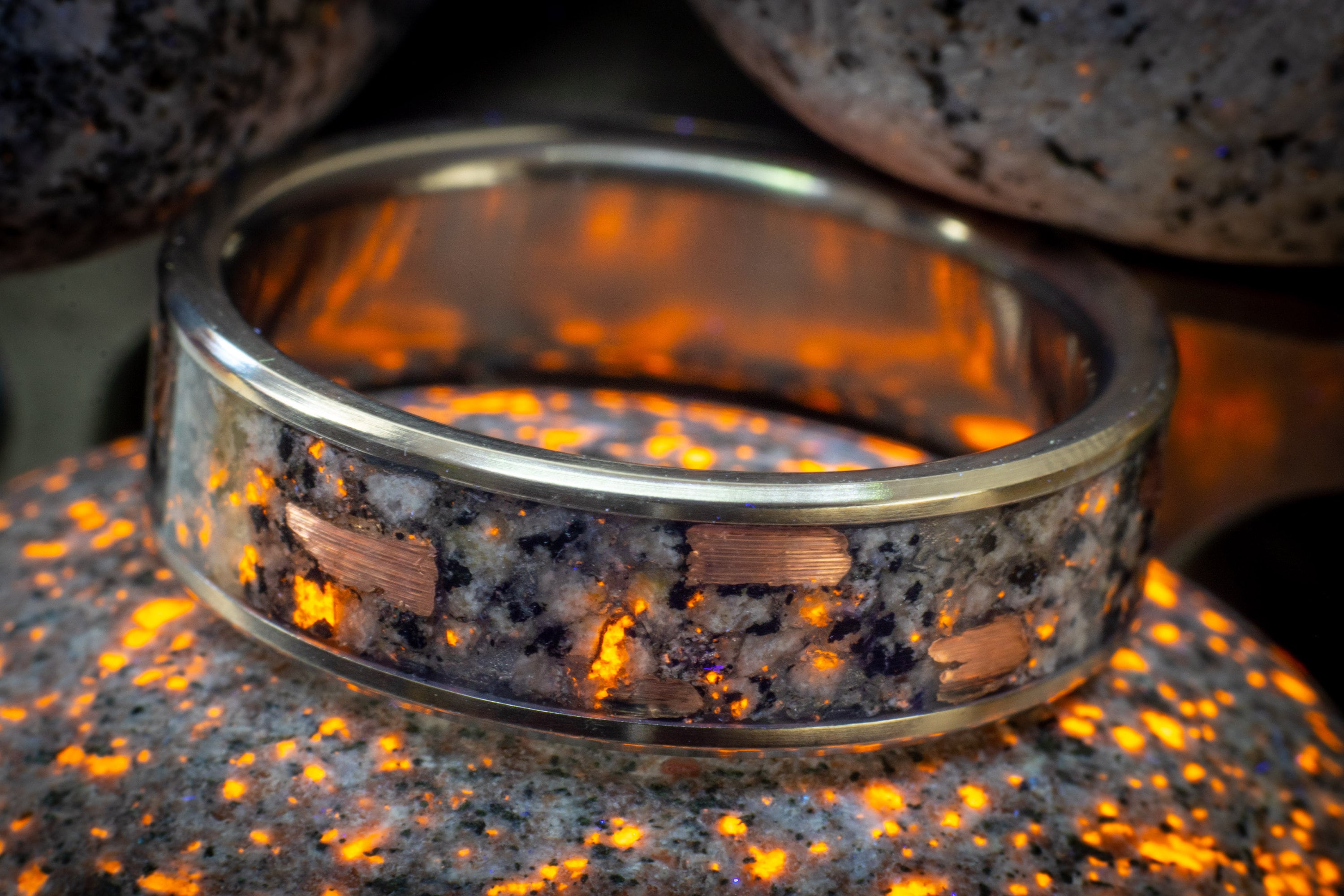 Michigan Yooper Glow Stone and Keweenaw Copper - Titanium Band - Etsy