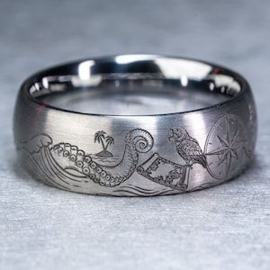 High-seas Adventure - Nautical Tungsten Band - Etsy