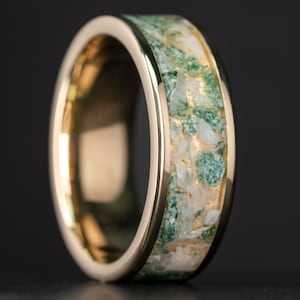 Gold Moss Agate Inlay Ring - Etsy