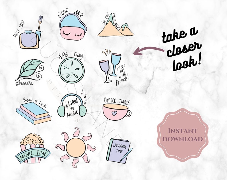 Printable Tiny Stickers for Planner Printable Self Care Stickers ...