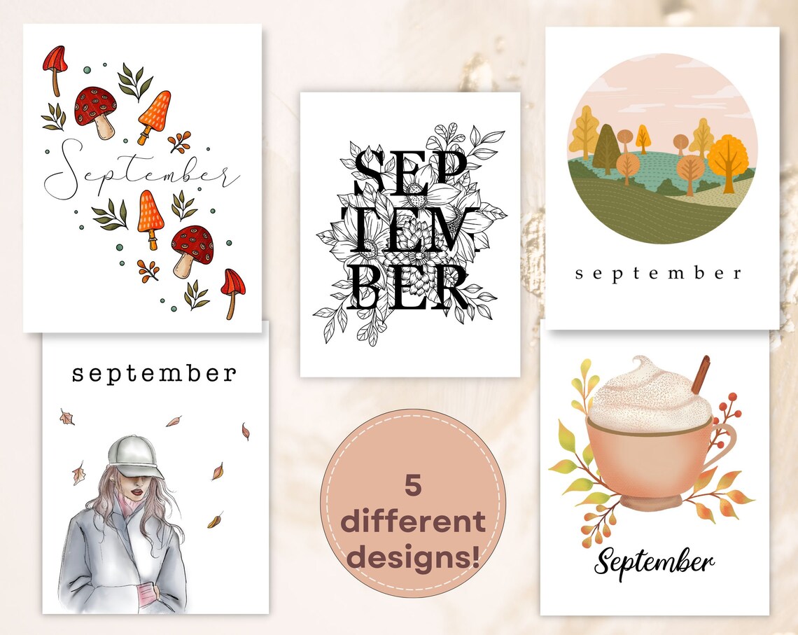 Printable Monthly Cover Pages Fall Planner Covers September - Etsy