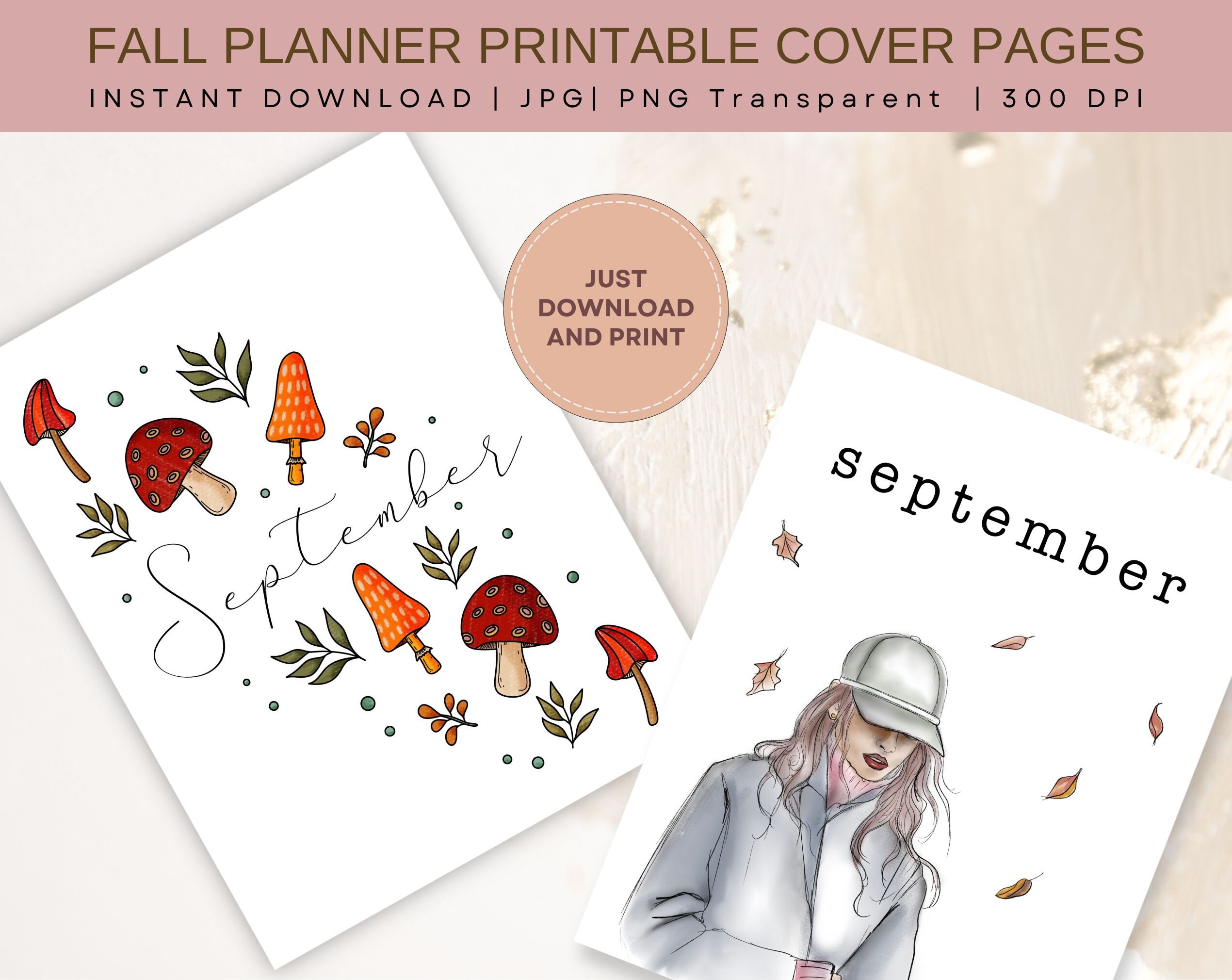Printable Monthly Cover Pages Fall Planner Covers September - Etsy