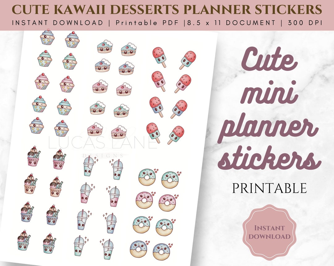 Kawaii Planner Stickers Printable Kawaii Journal Sticker Digital