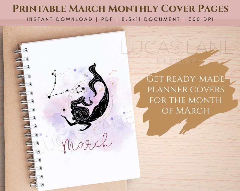 Printable Bullet Journal Cover Pages for March Monthly Cover Page for ...