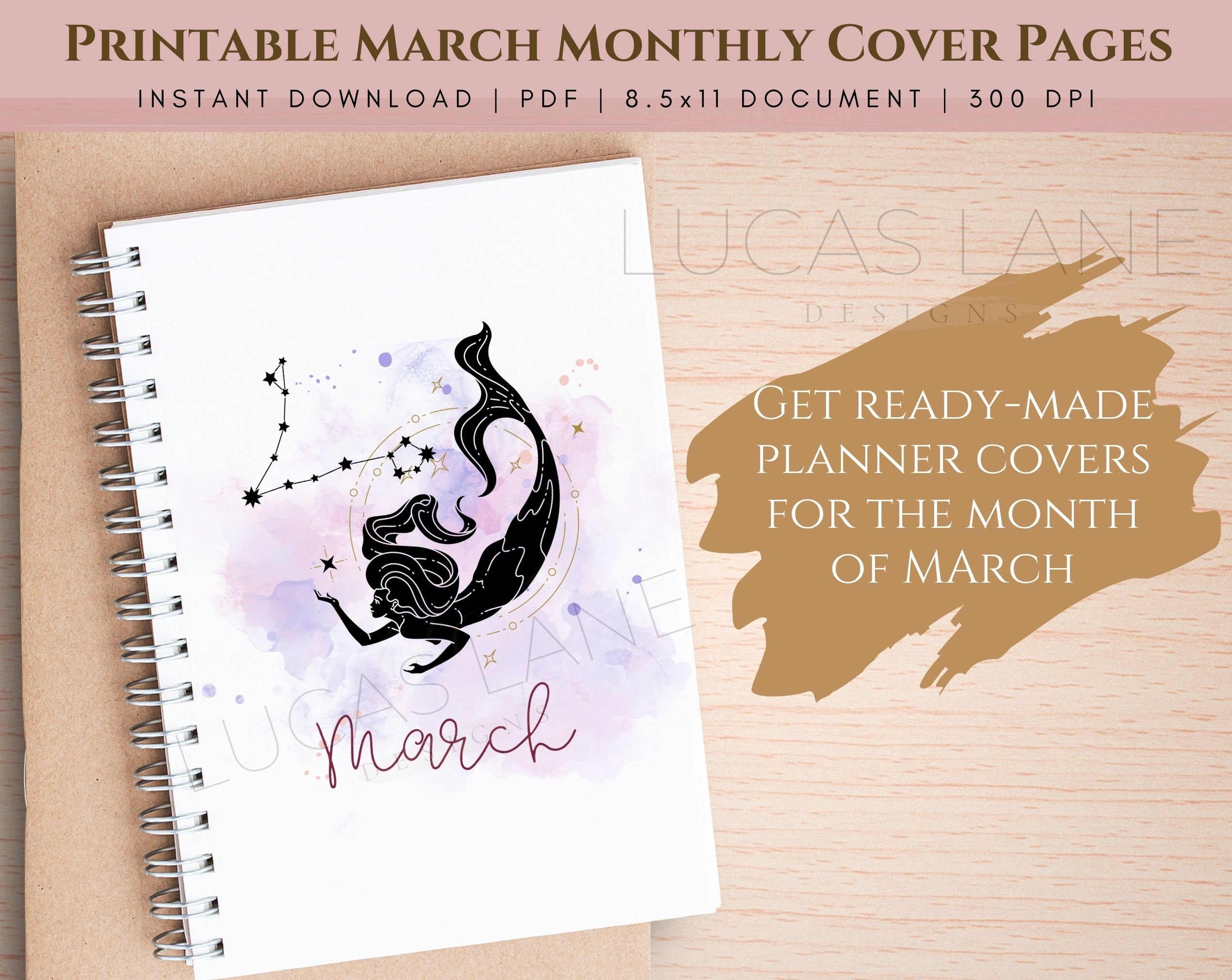 Printable Bullet Journal Cover Pages for March Monthly Cover Page for ...