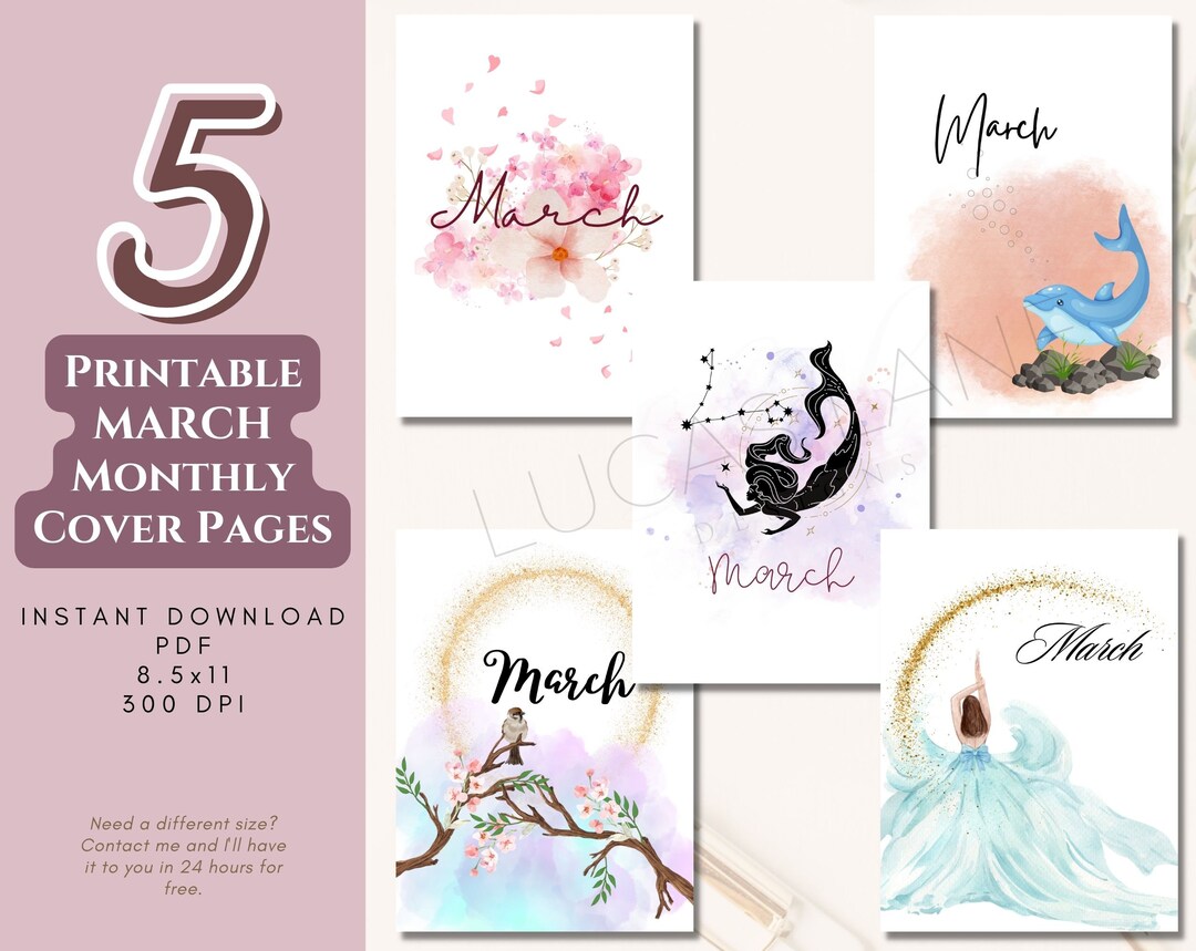 Printable Bullet Journal Cover Pages for March Monthly Cover Page for ...