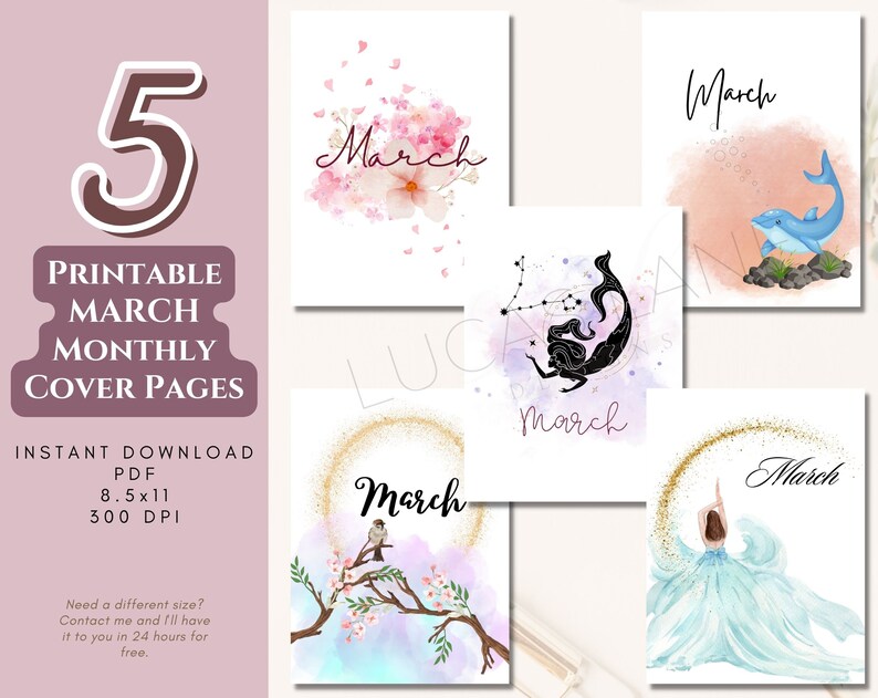 Printable Bullet Journal Cover Pages for March Monthly Cover Page for ...