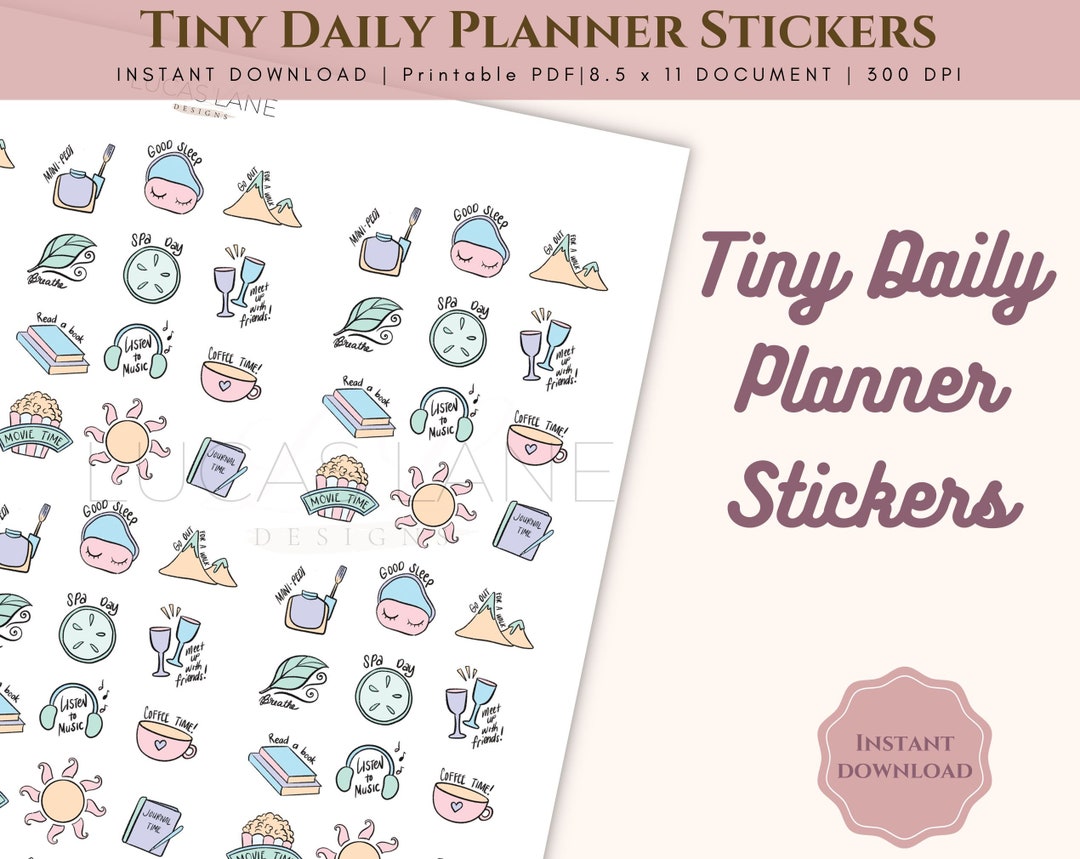 Printable Tiny Stickers for Planner Printable Self Care Stickers ...