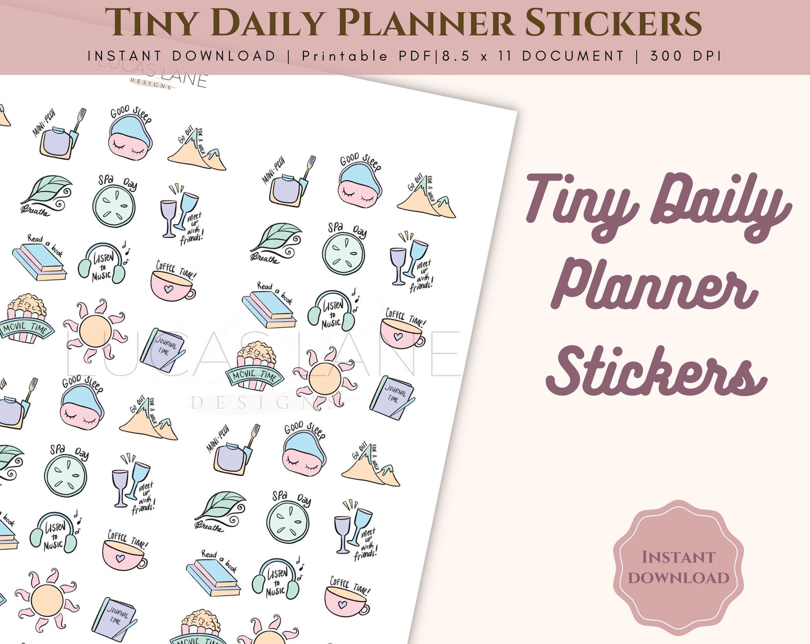Printable Tiny Stickers for Planner Printable Self Care Stickers ...