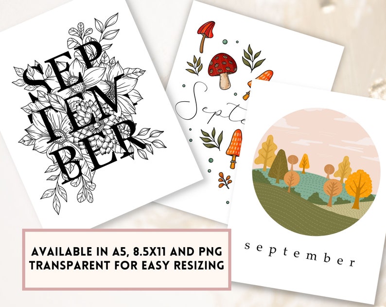 Printable Monthly Cover Pages Fall Planner Covers September - Etsy