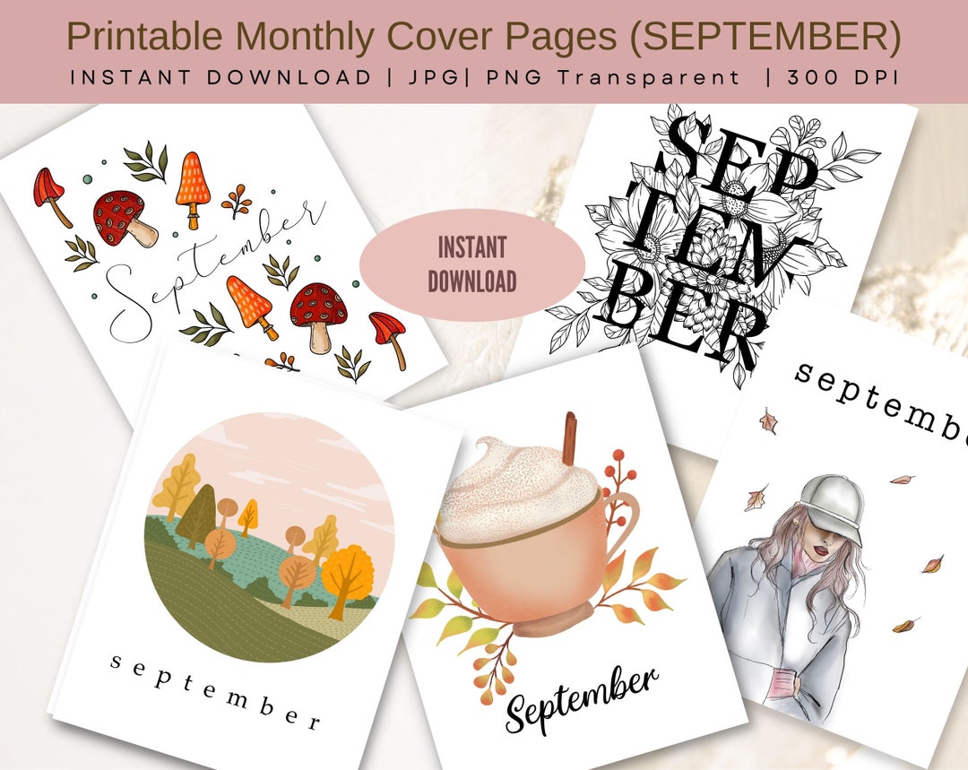 Printable Monthly Cover Pages Fall Planner Covers September - Etsy