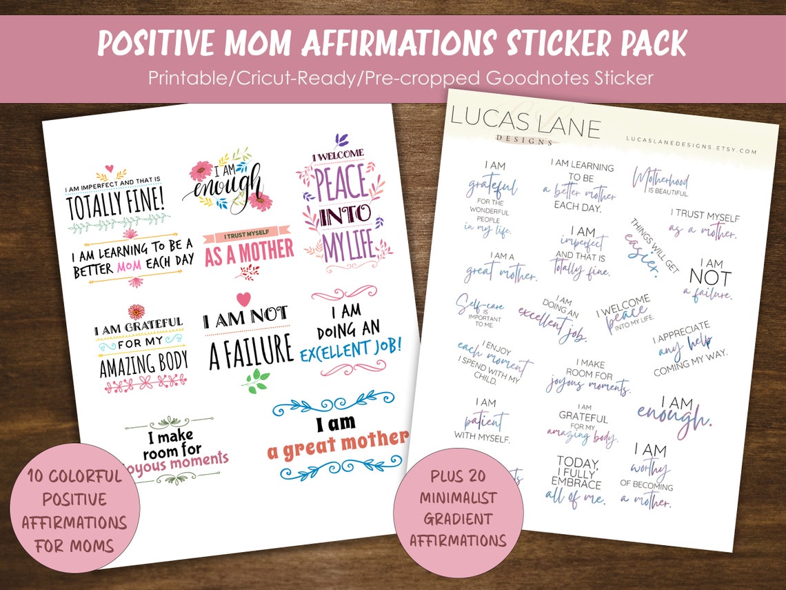 Positive Affirmation Planner Stickers for Moms Printable - Etsy