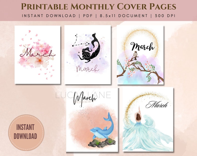 Printable Bullet Journal Cover Pages for March Monthly Cover Page for ...