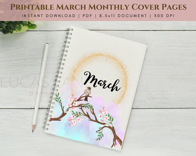Printable Bullet Journal Cover Pages for March Monthly Cover Page for ...