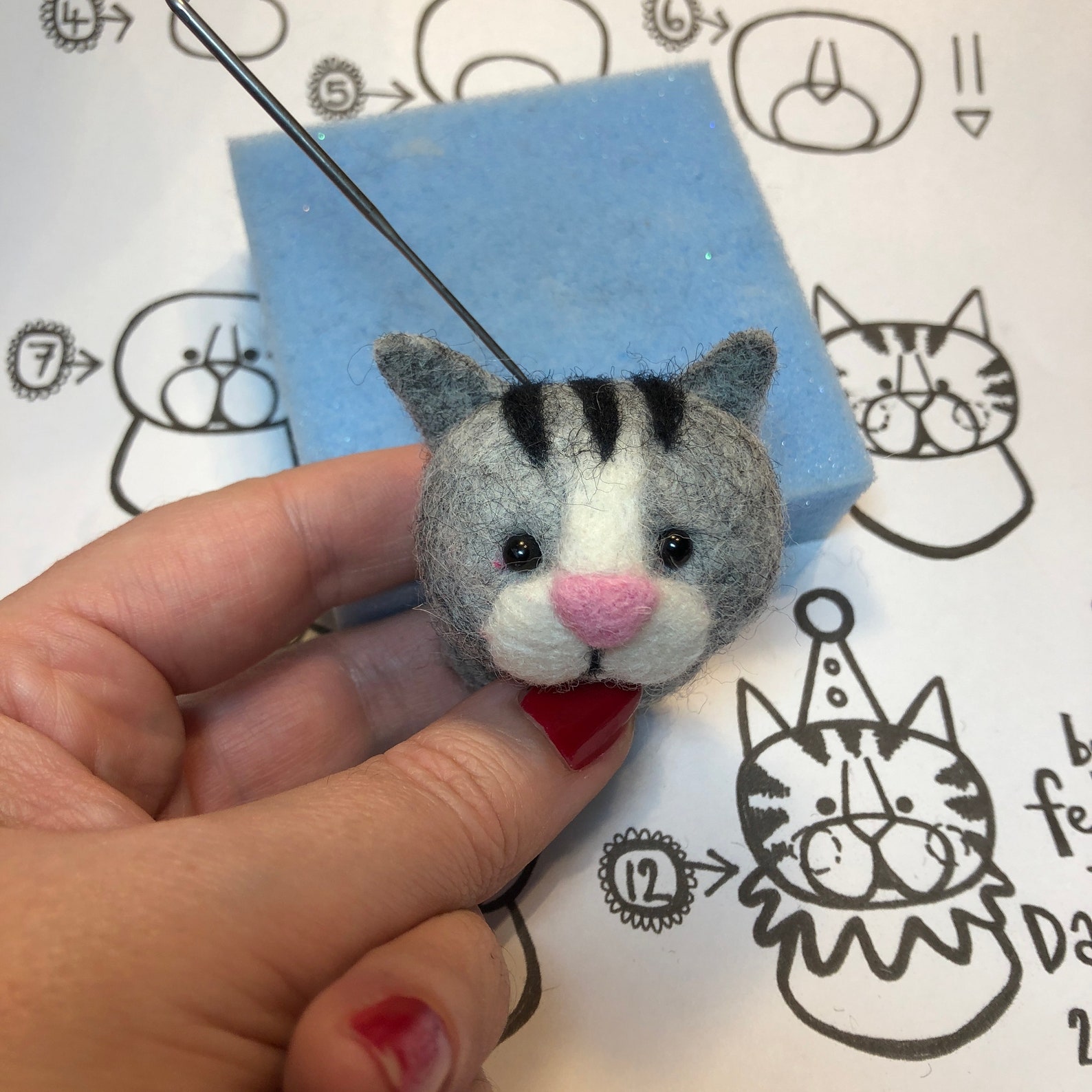 Needle Felt Cat Brooch Download Instructions - Etsy