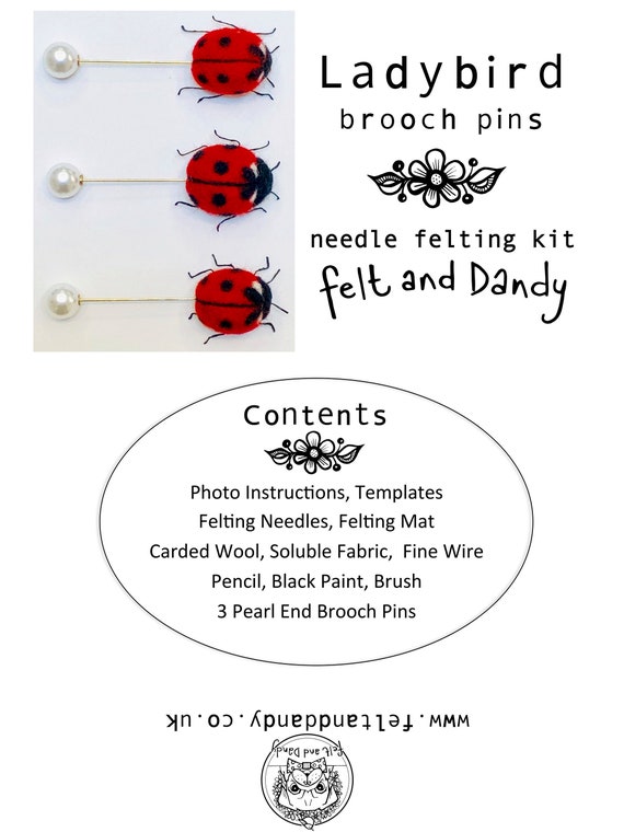Felt and Dandy Ladybird ladybug Brooch Pin Kit | Etsy