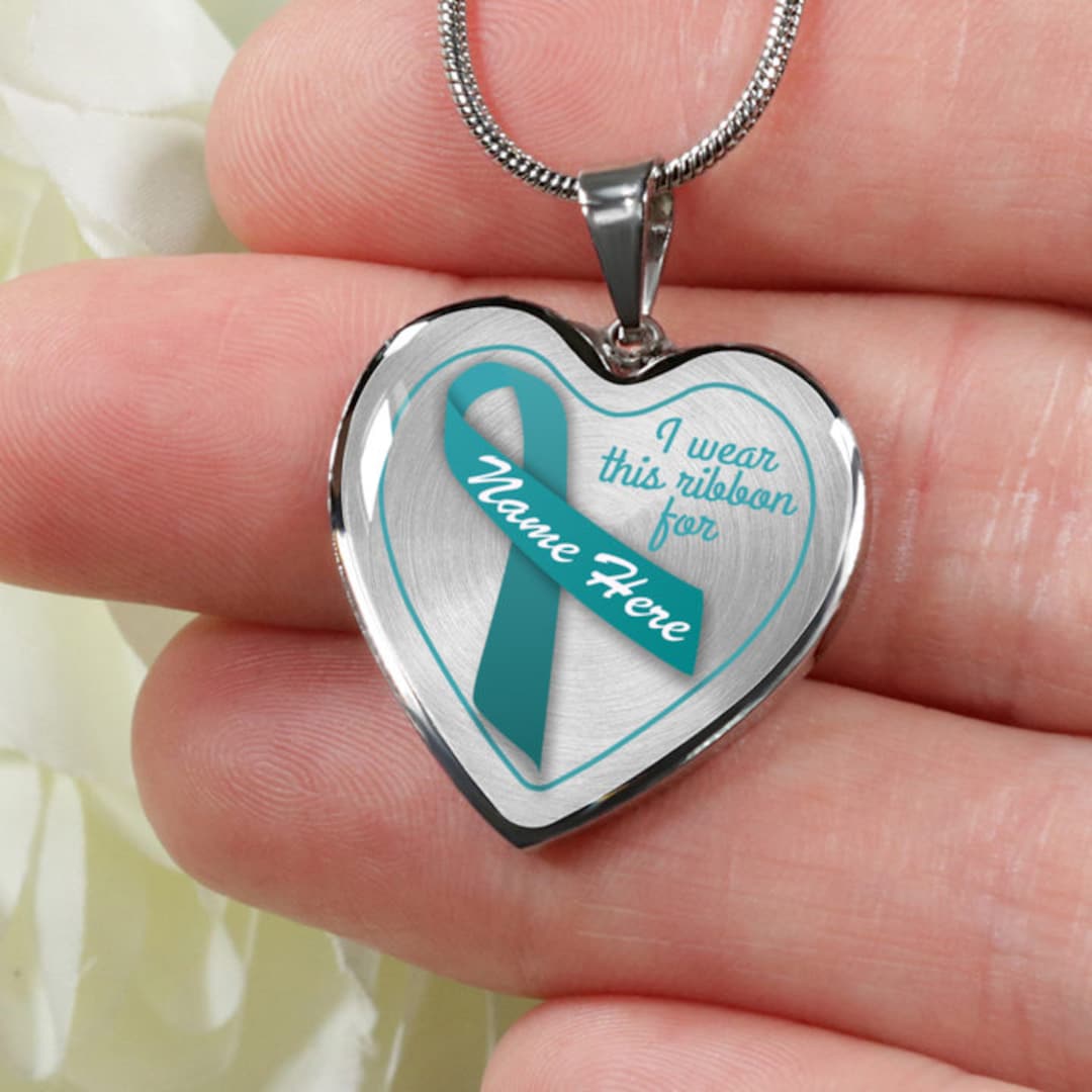 Personalized Ovarian Cancer Patient Supporter Necklace,teal Ribbon ...