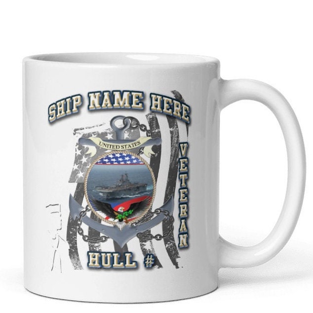 US Navy Ship Coffee Mug, Printed With Your Ships Photo Name and Hull ...