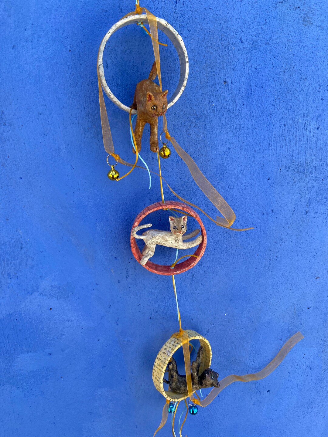 Mobile Cats Paper Mache Cats Ornament Cats Hanging Cats - Etsy