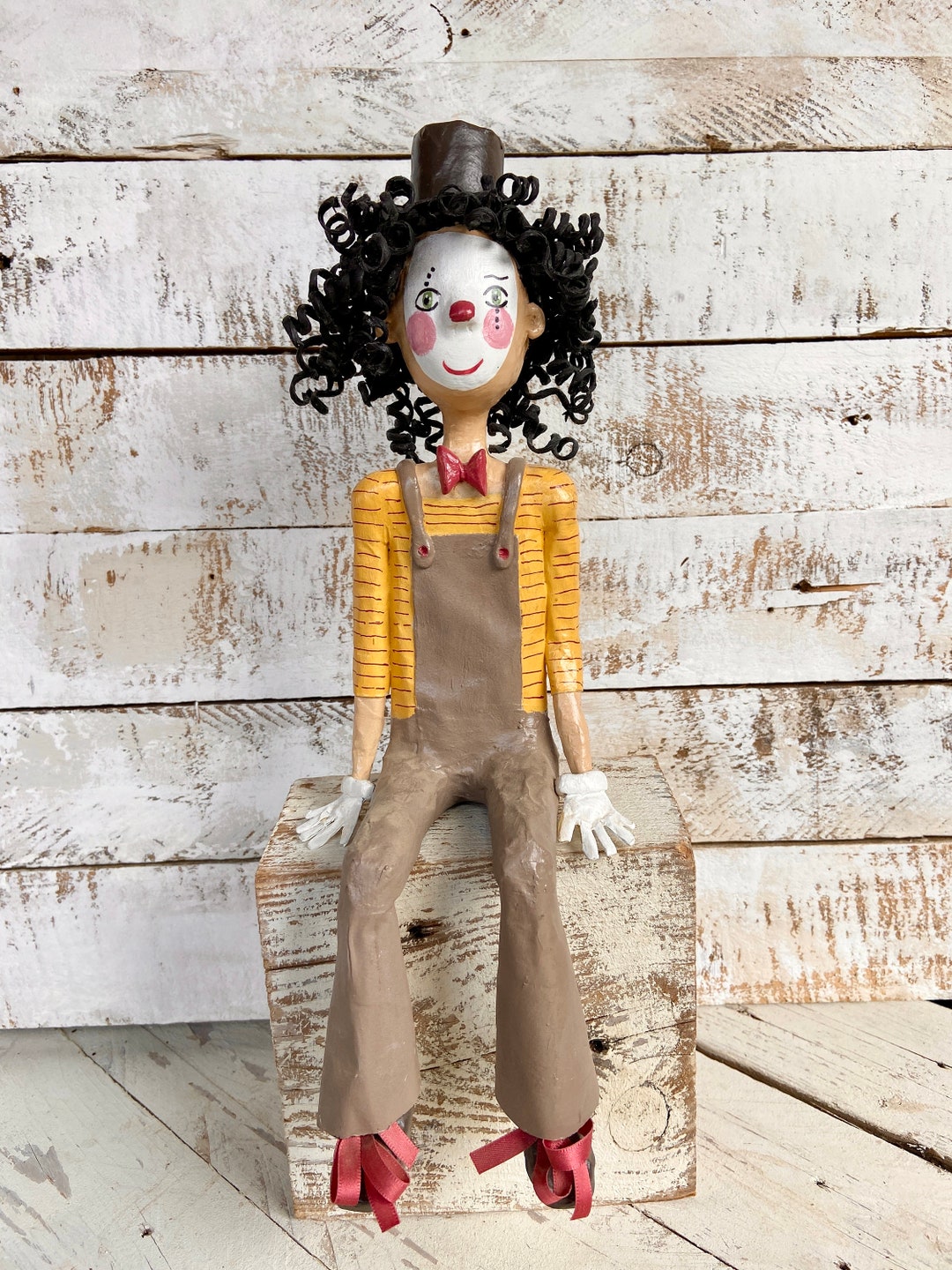 Paper Mache Mime, Woman Acrobat, Mime Figure, Clown Collection ...