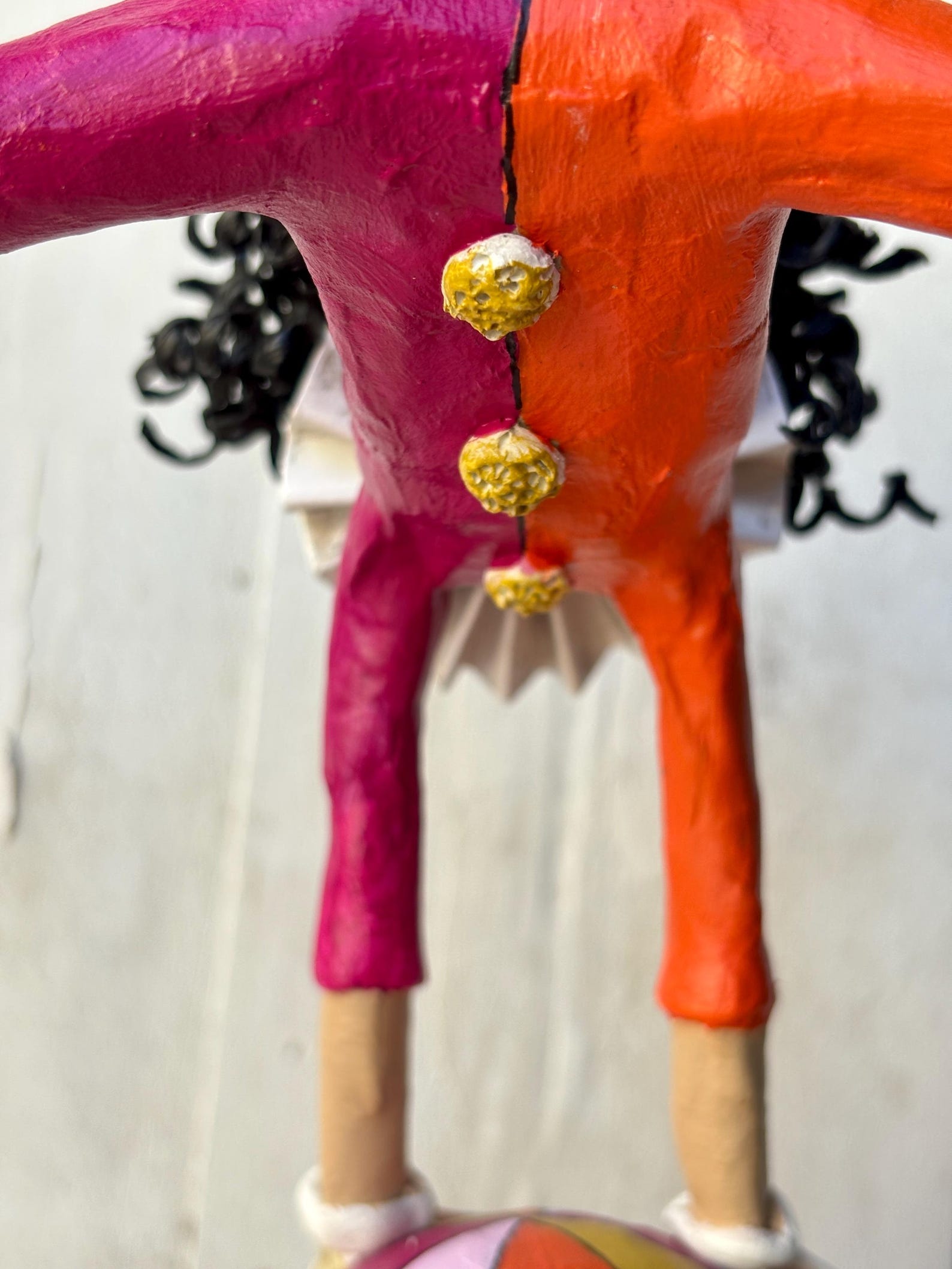 Acrobat Figure, Paper Mache Acrobat 25 Cm Tall, Mime Doll, Clown Figure ...