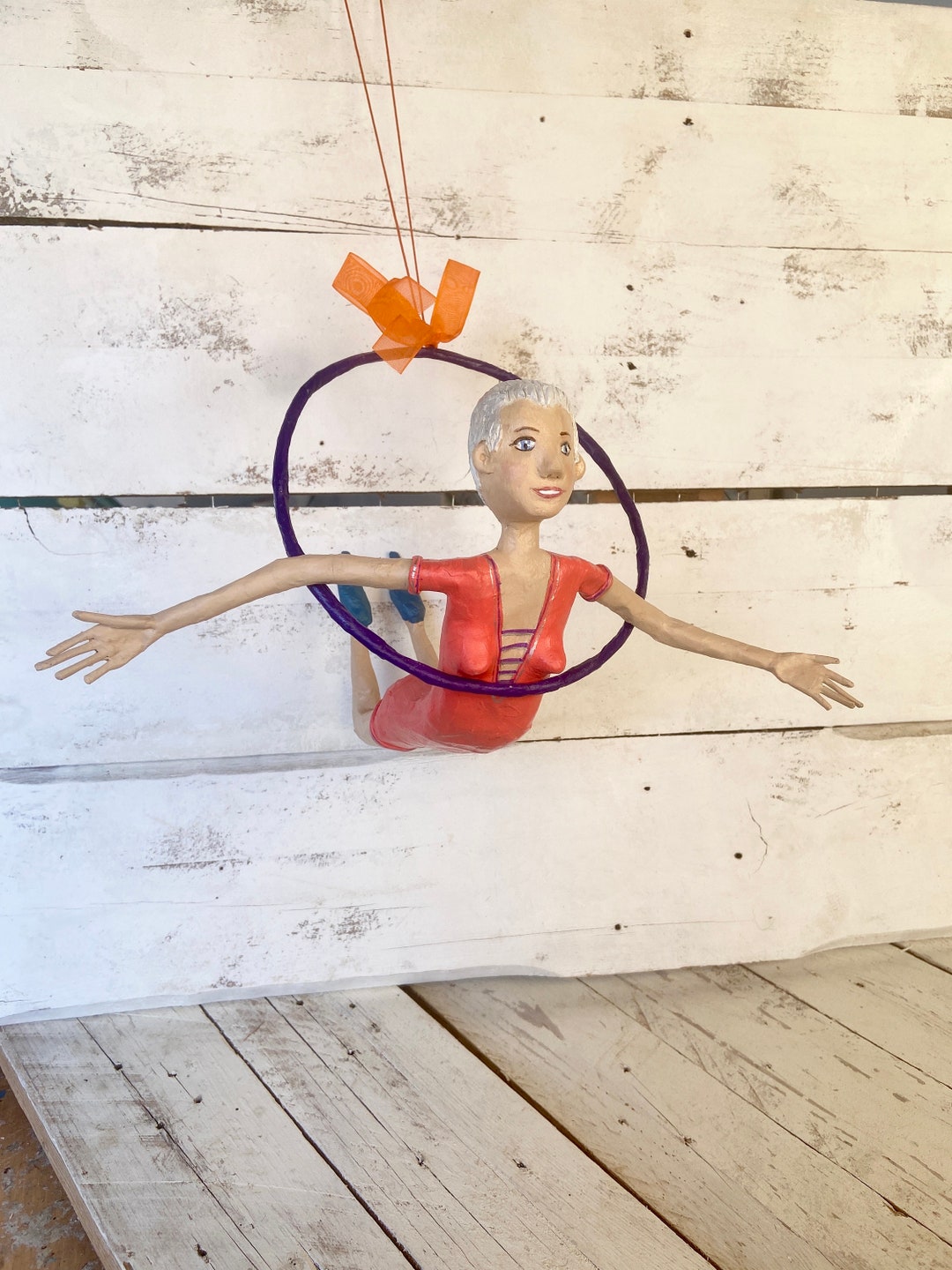 Acrobat Woman Mache Paper, Tightrope Walker Collection, Circus Figure ...