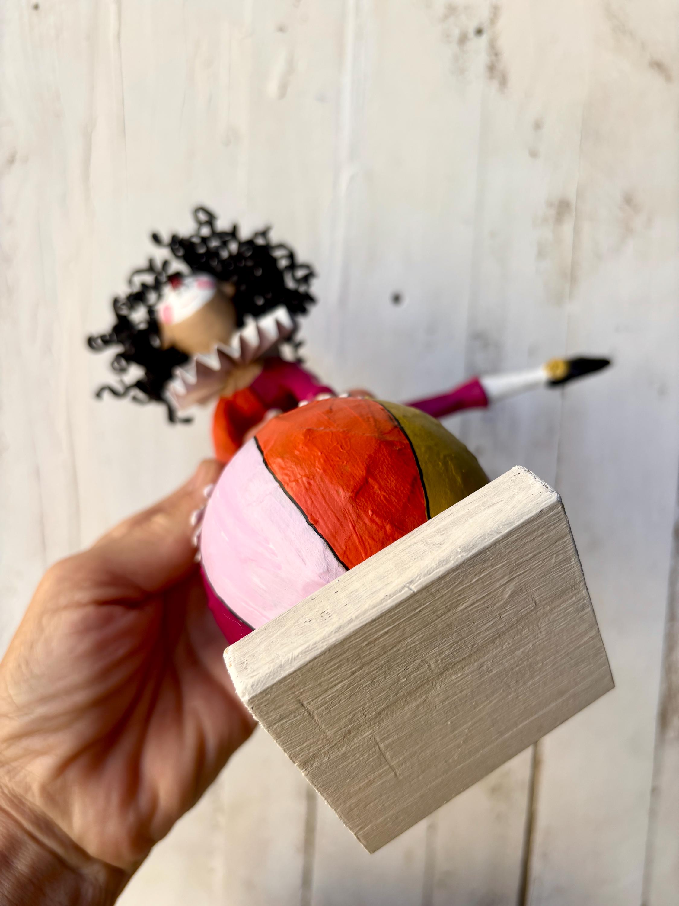 Acrobat Figure, Paper Mache Acrobat 25 Cm Tall, Mime Doll, Clown Figure ...