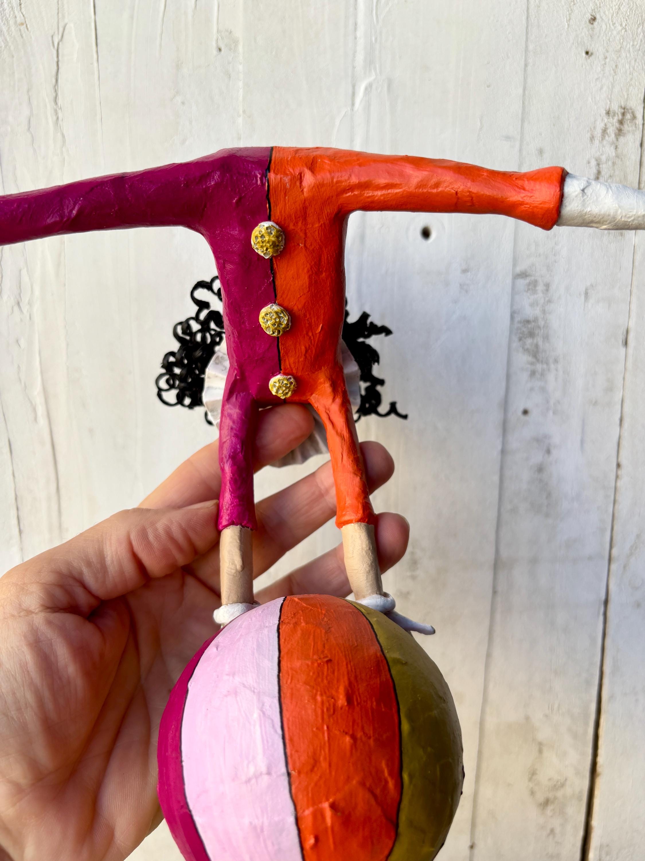 Acrobat Figure, Paper Mache Acrobat 25 Cm Tall, Mime Doll, Clown Figure ...