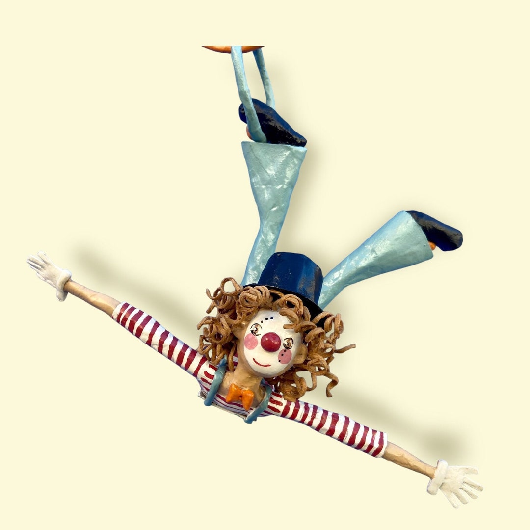 Paper Mache Acrobat to Hang 23 Cm, Tightrope Walker Collection, Hanging ...