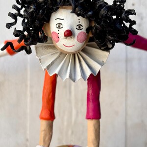 Acrobat Figure, Paper Mache Acrobat 25 Cm Tall, Mime Doll, Clown Figure ...