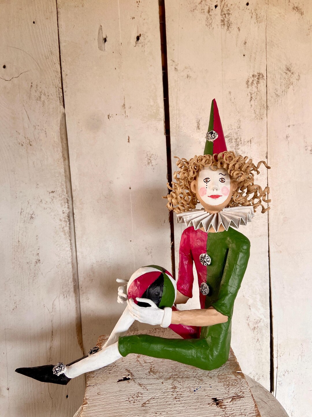 OOAK Paper Mache Doll, Mime Figure, Clown Collection, Tightrope Walker ...