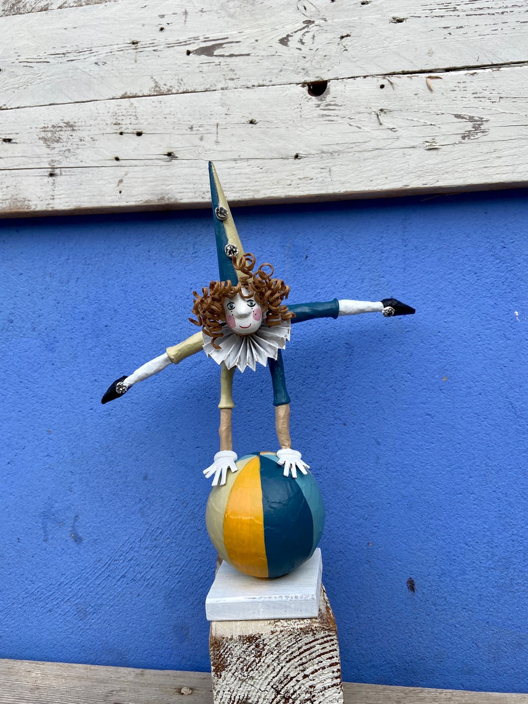 Acrobat Figure Paper Mache Acrobat 25 Cm Tall Mime Doll - Etsy