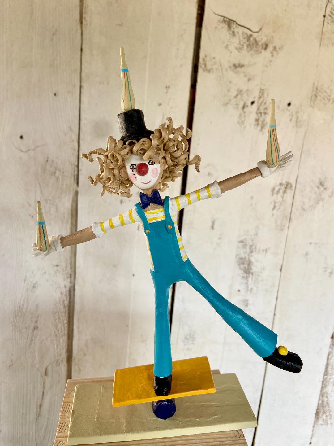 Circus Acrobat Paper Mache, Circus Figure, Tightrope Walker Clown ...