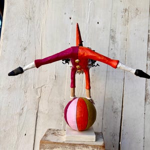 Acrobat Figure, Paper Mache Acrobat 25 Cm Tall, Mime Doll, Clown Figure ...