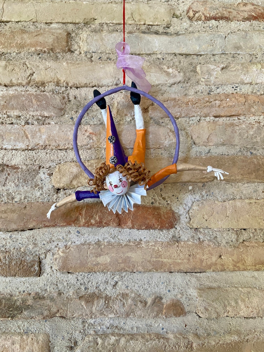 Acrobat Clown to Hang From the Ceiling, Paper Mache Trapeze Artist ...