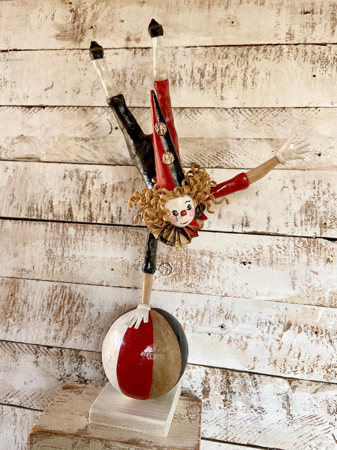 Handmade Paper Mâché Acrobat Clown | Circus Figurine | Unique Artisan ...