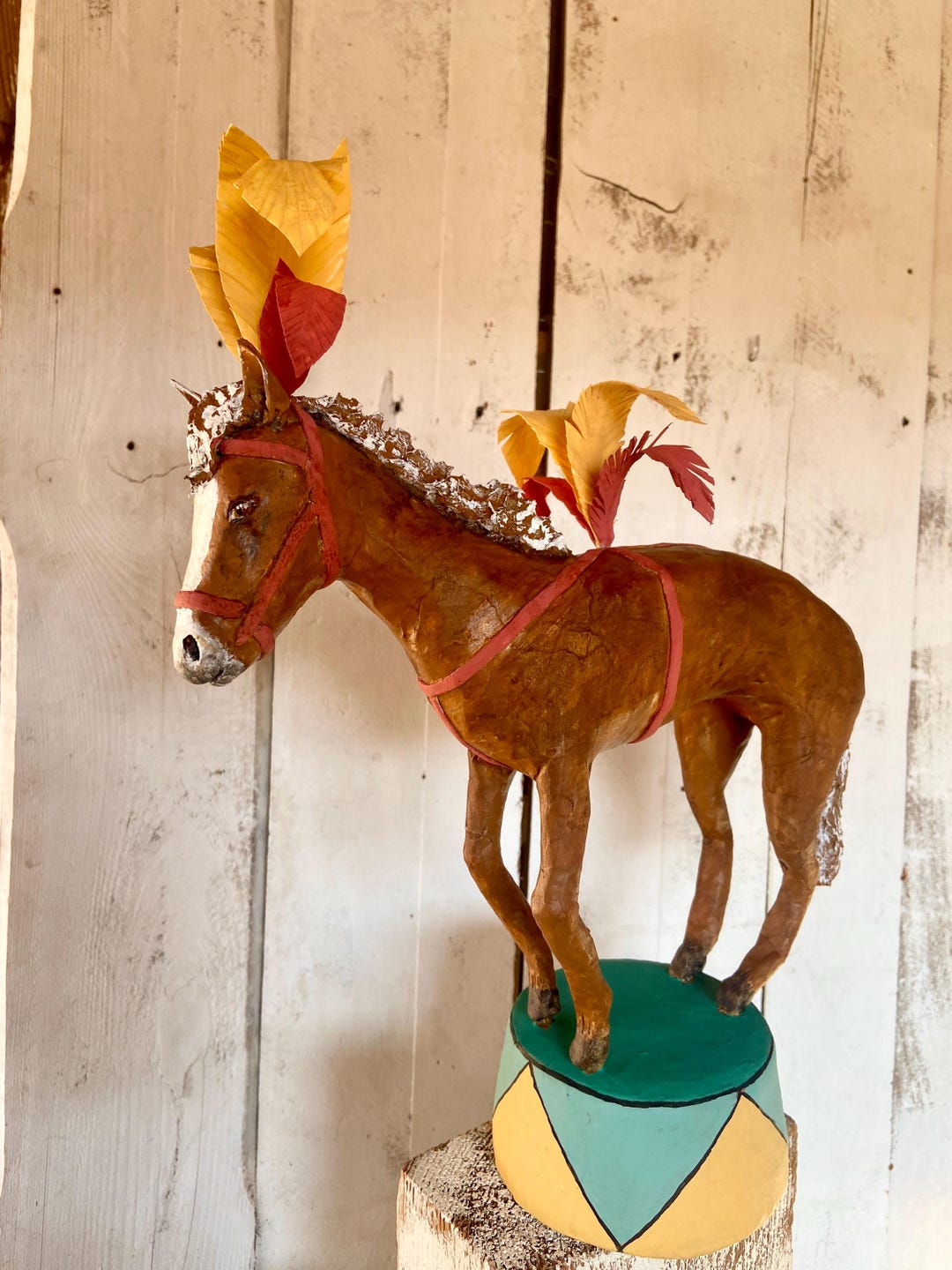 Circus Horse Paper Mache, Horse Acrobatics Figure, Horse Collection ...