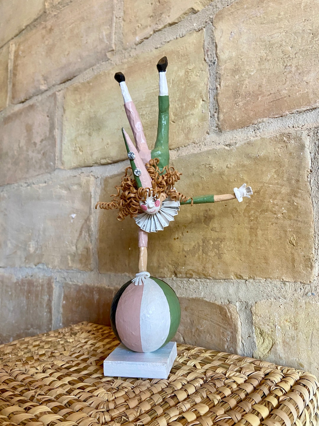 Paper Mache Acrobat, Tightrope Walker Decoration, Gift for Children ...