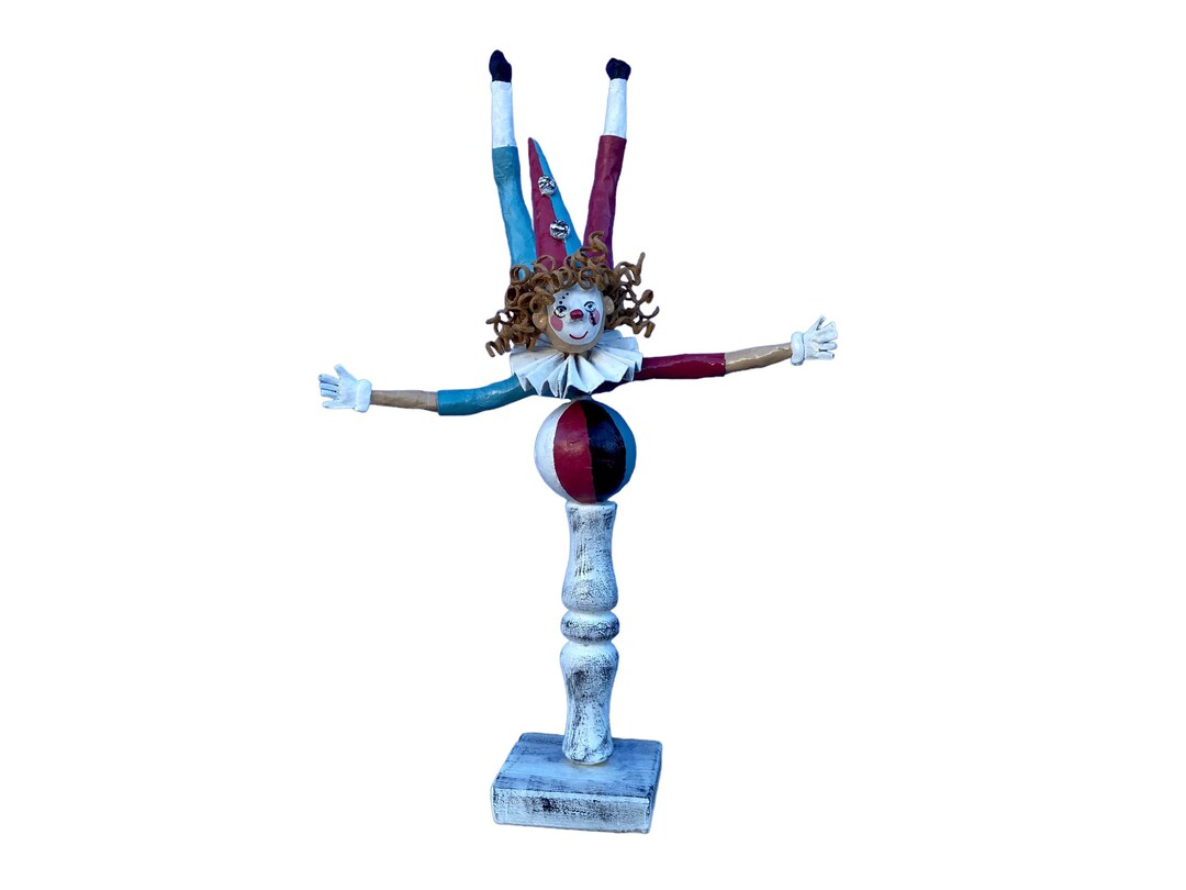Acrobat Figure Paper Mache Acrobat 25 Cm Tall Mime Doll - Etsy