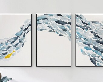 Abstract fish art | Etsy