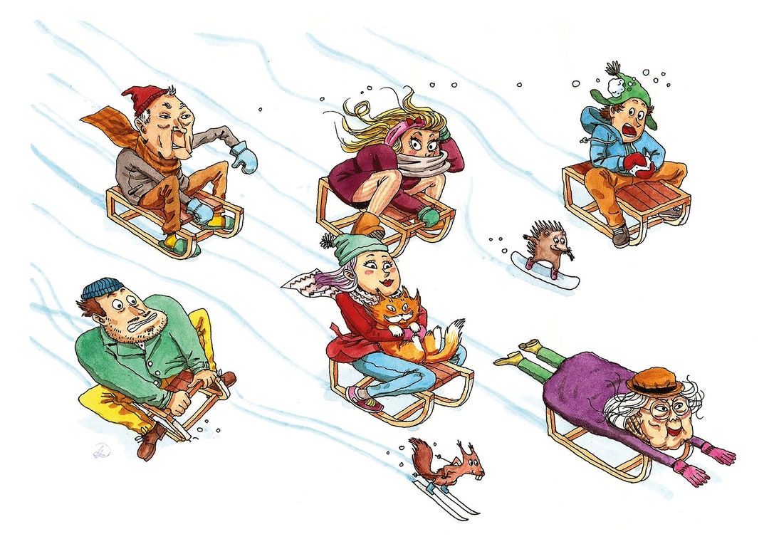 A4 Print "sled Race" by Dimitri Lak - Etsy