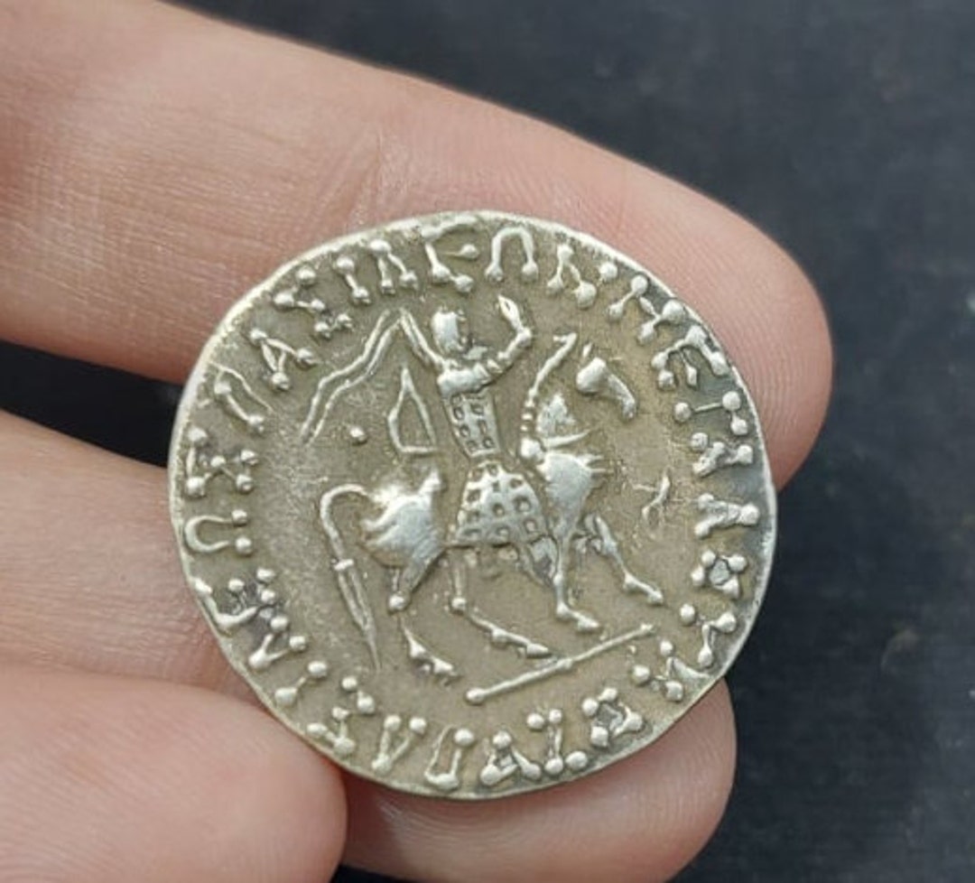Ancient Sterling Silver Coin Indo-parthian King Gondophares Zeus With ...