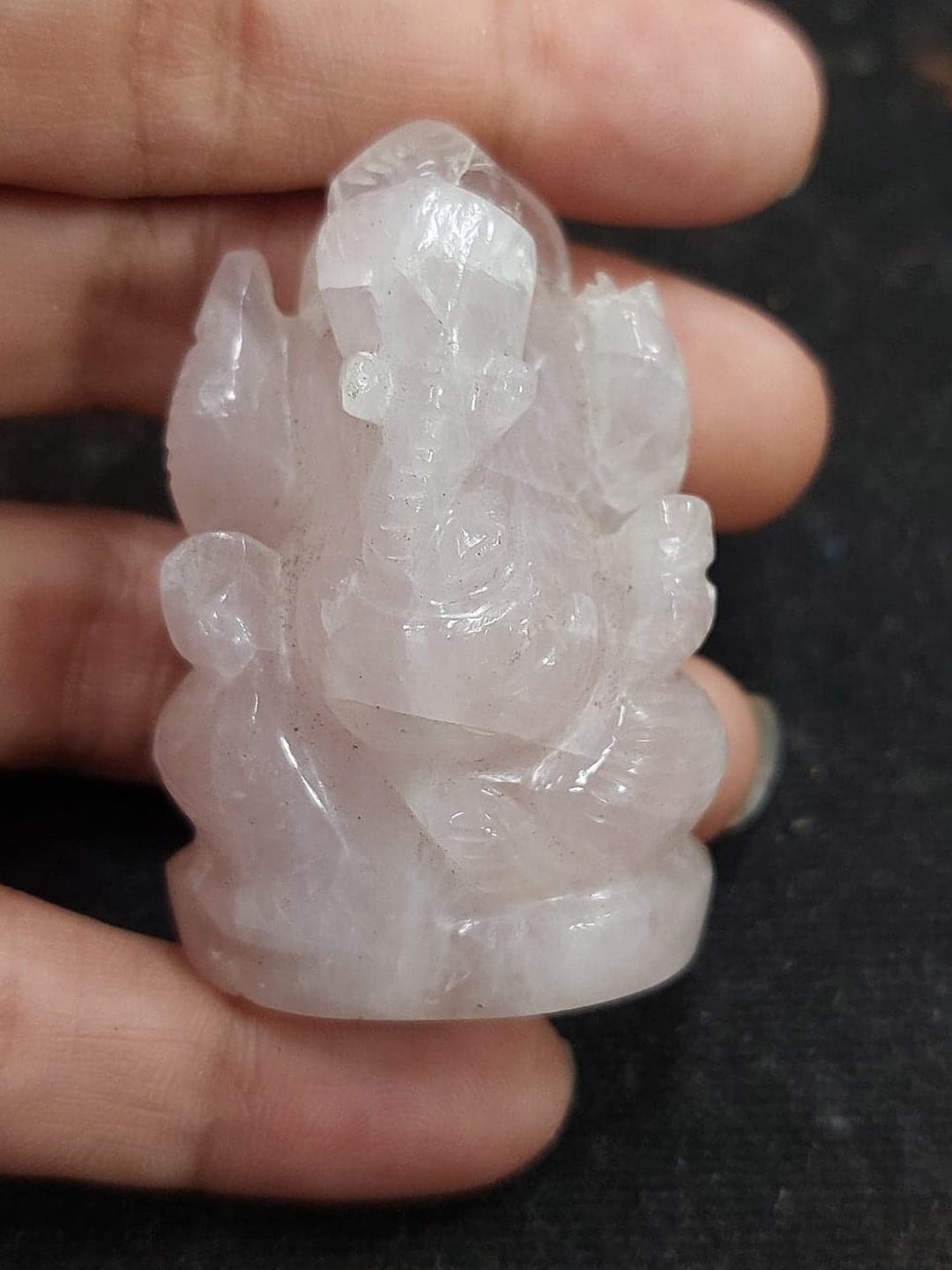 Antique Gorgeous Carved Old Natural Pink Rose Quartz Lord Ganesh Statue ...