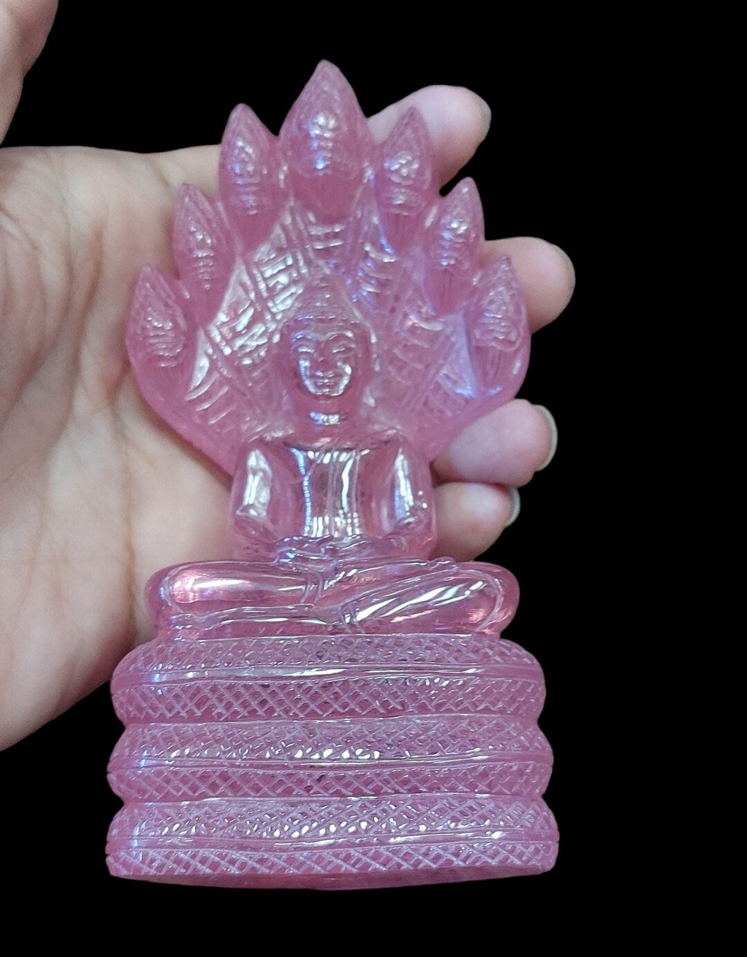 Large Antique Pink Naga Eye Cave Crystal Stone Carved Nakprok - Etsy