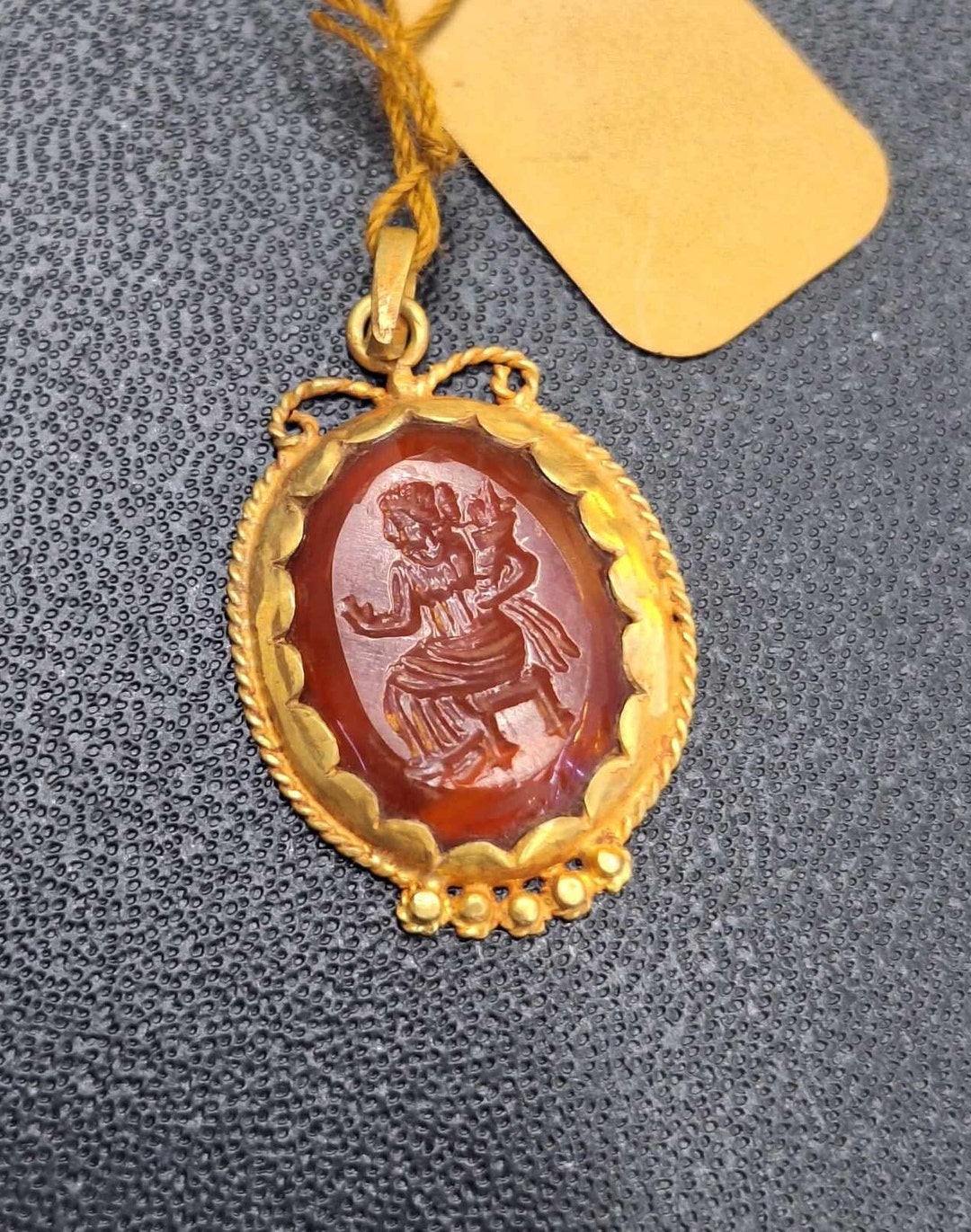 Antique Carnelian Intaglio Greek God Holging Statue Signet 22k - Etsy