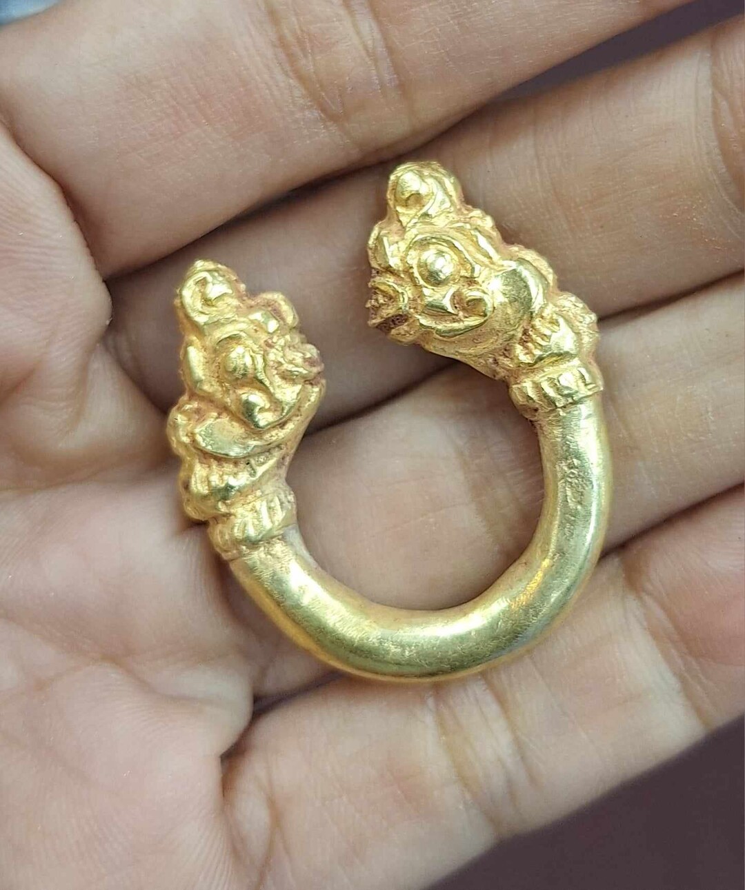 Ancient Naga Antique Naga Double Heads Old Solid Gold 22K GOLD Amulet ...
